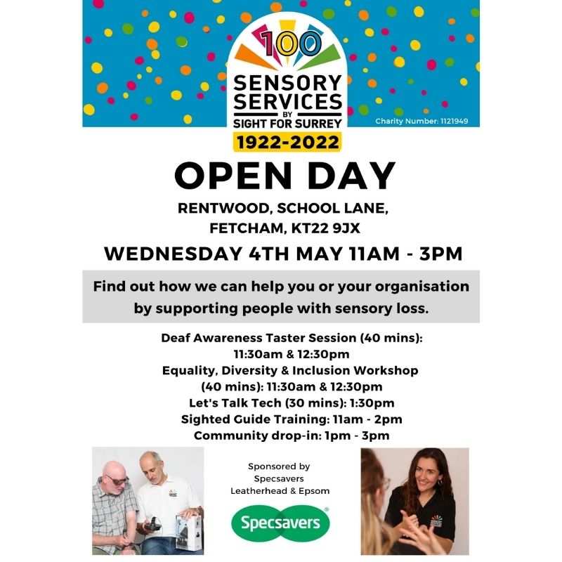 Come to our Open Day on 4th May! - Sight for Surrey